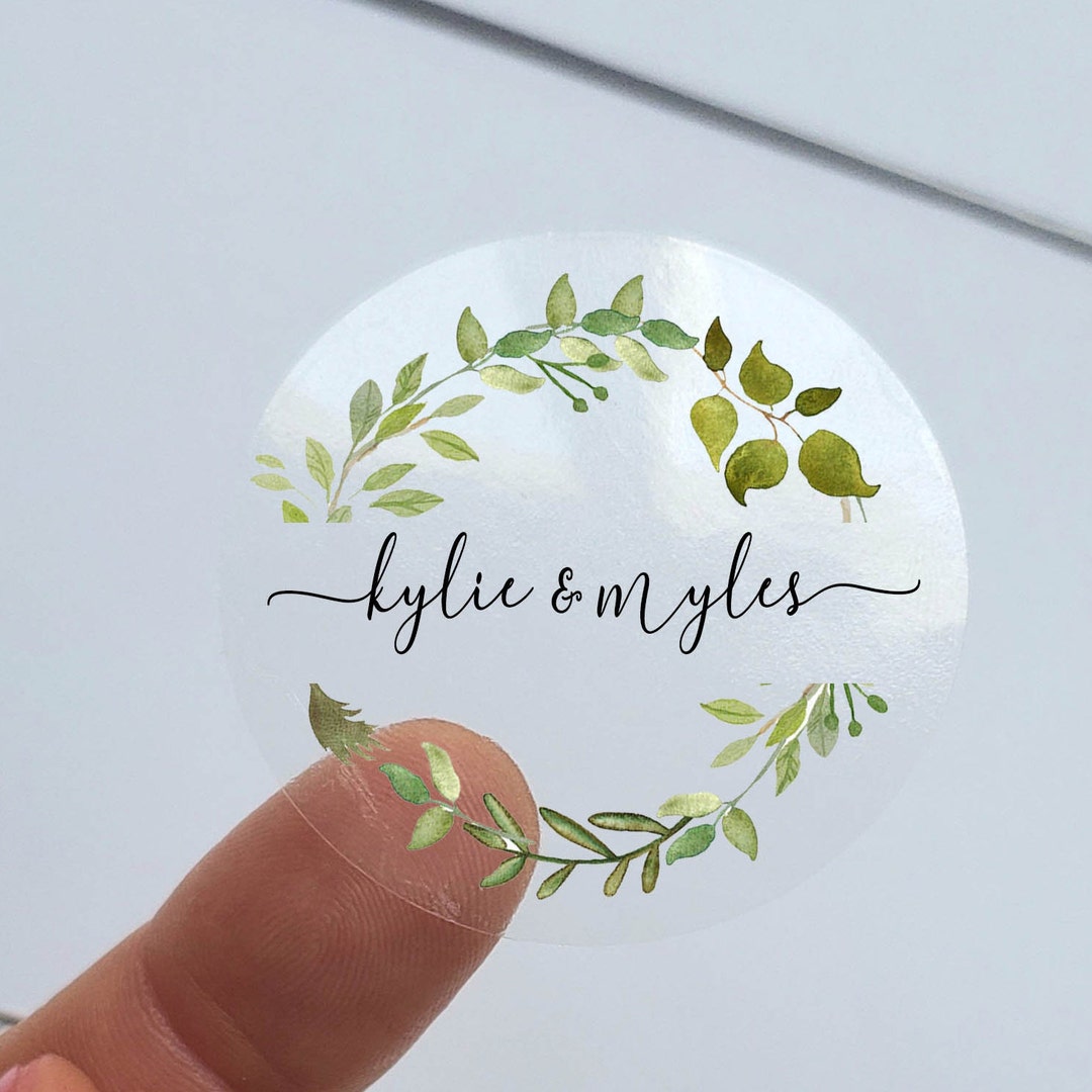 Custom Wedding Stickers , Personalized Clear Labels, Round Transparent ...