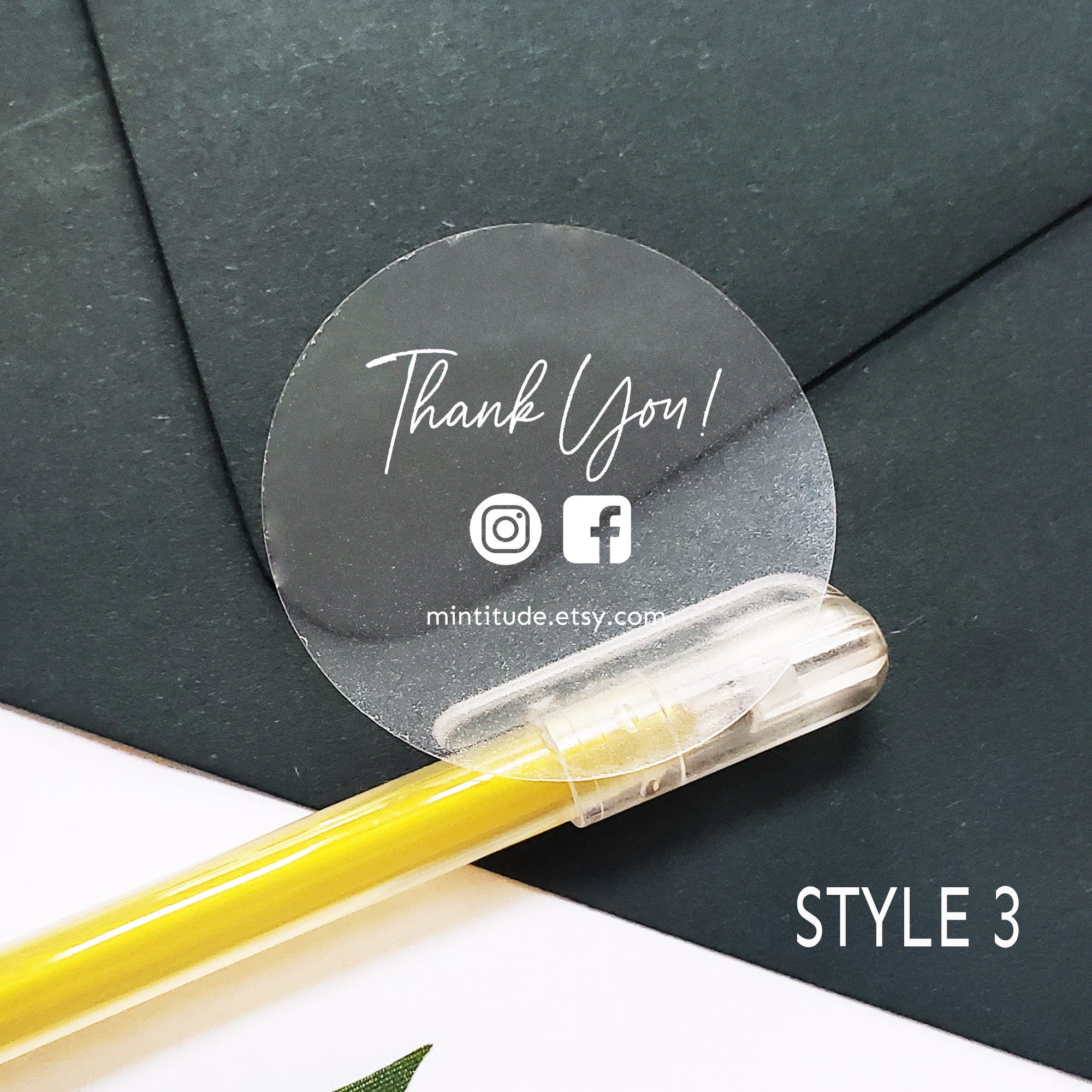 Custom Clear Round Stickers Personalized White Text Circle | Etsy UK