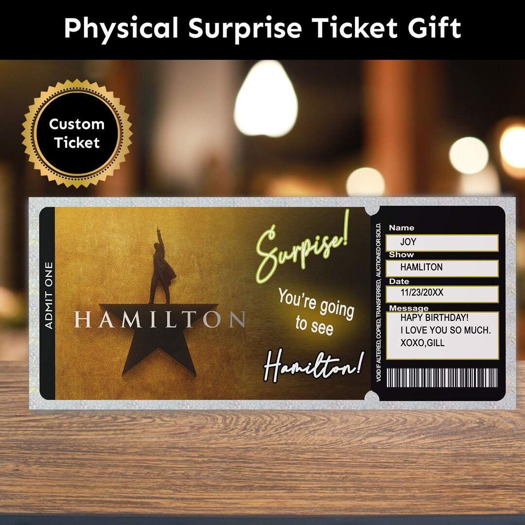 Custom Broadway Ticket Gift, Surprise Reveal Event Ticket – Personalized Theater Keepsake for ...
