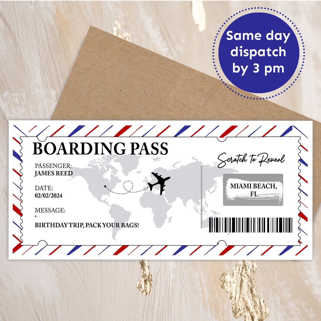 Surprise Trip Reveal, Custom Christmas Boarding Pass, Holiday Vacation ...