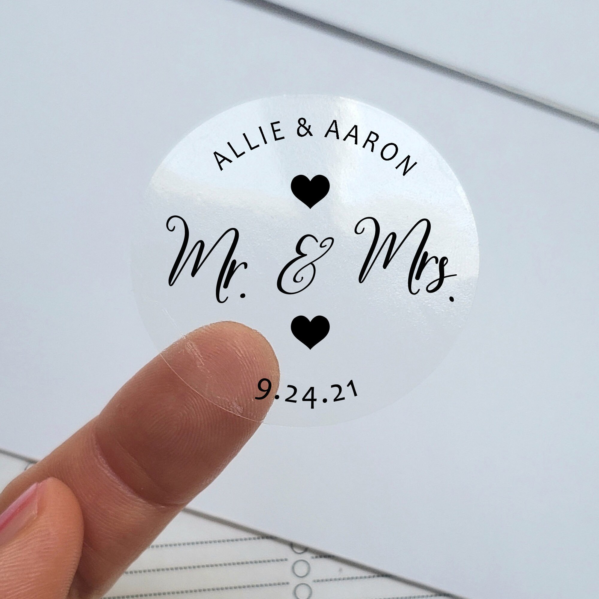 Wedding Favours Initial Stickers Custom Clear Envelope Circle - Etsy