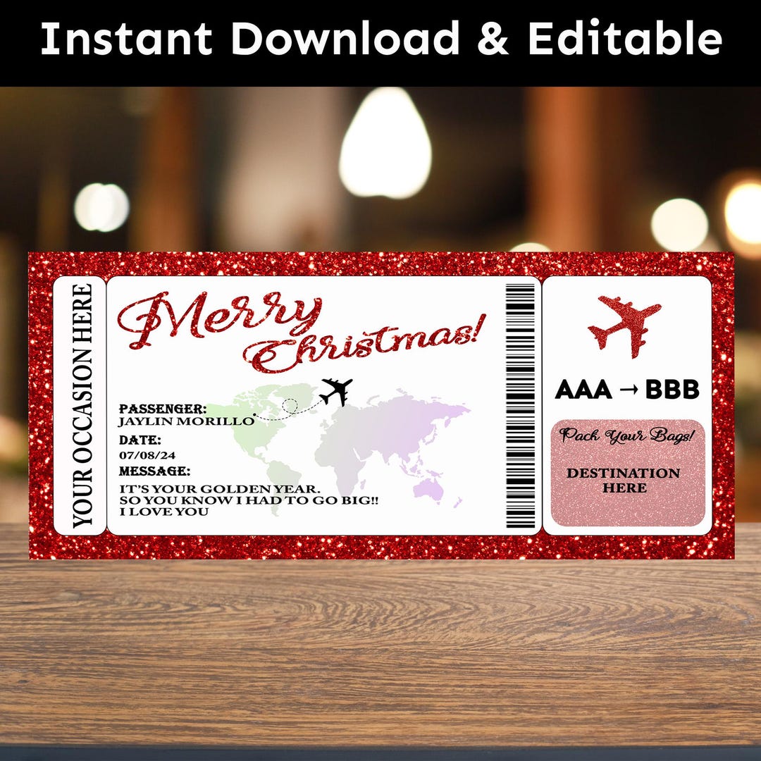 Printable Surprise Trip Reveal, Personalized Experience Card, Custom ...