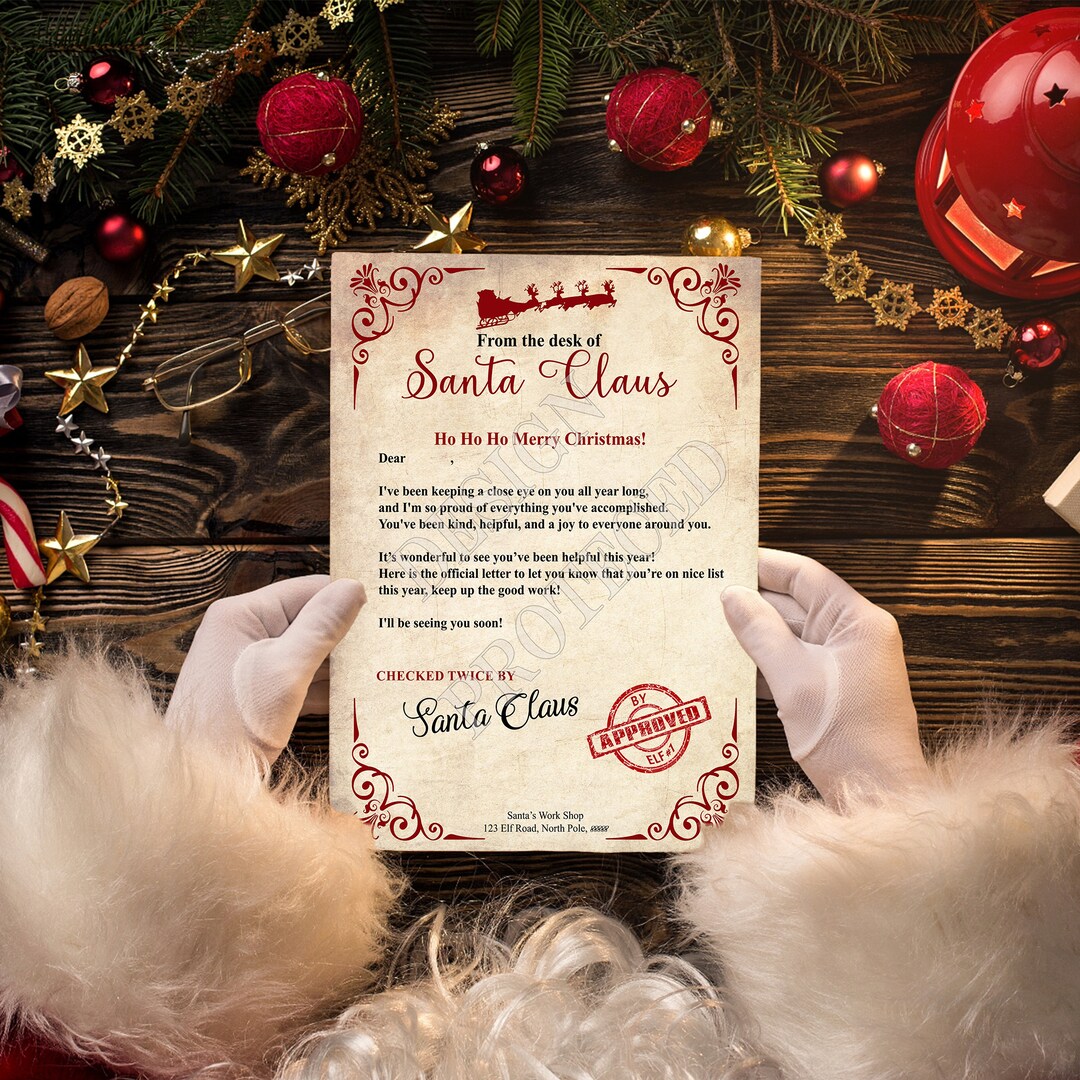 Enchanting Letter From Santa Template Printable Christmas Stationery ...