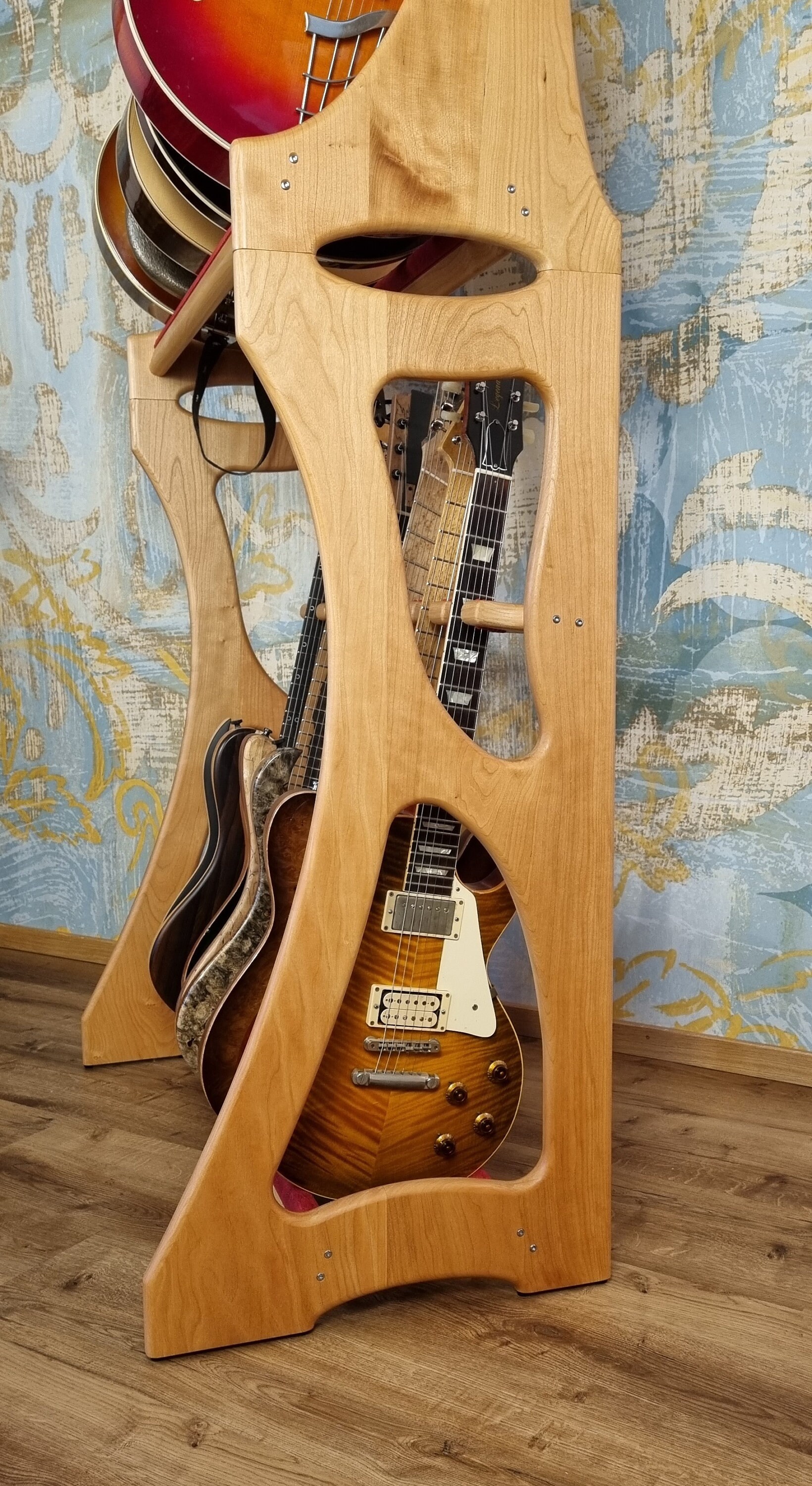 BERGFELS Bergstand Double Stack Guitar Rack - Solid Wood and Fine ...