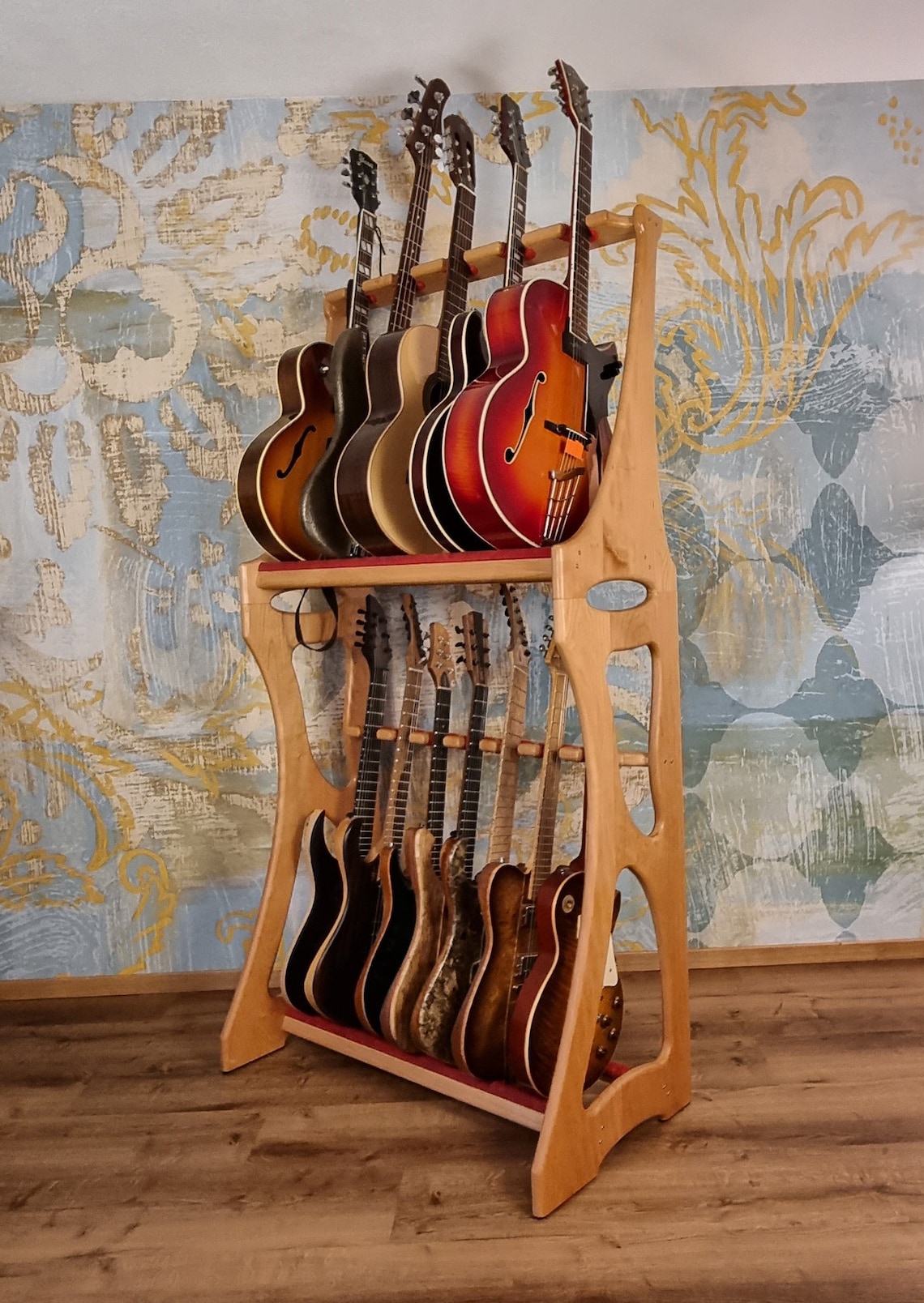 BERGFELS Bergstand Double Stack Guitar Rack - Solid Wood and Fine ...