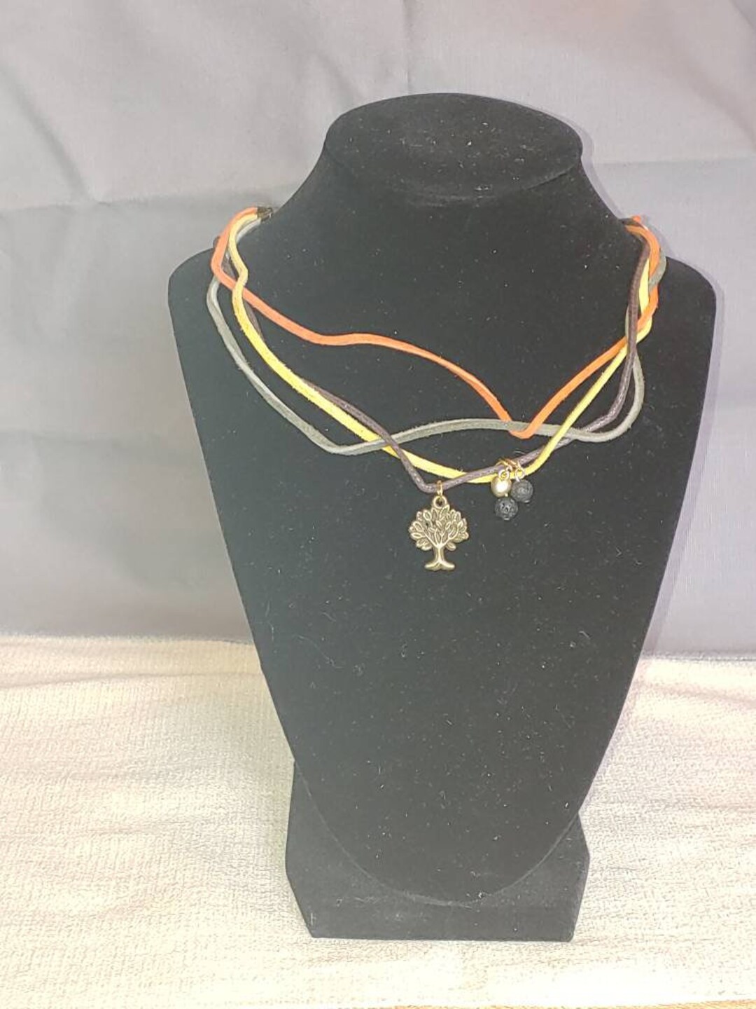 Three Strand Leather Choker With Lava Stones - Etsy