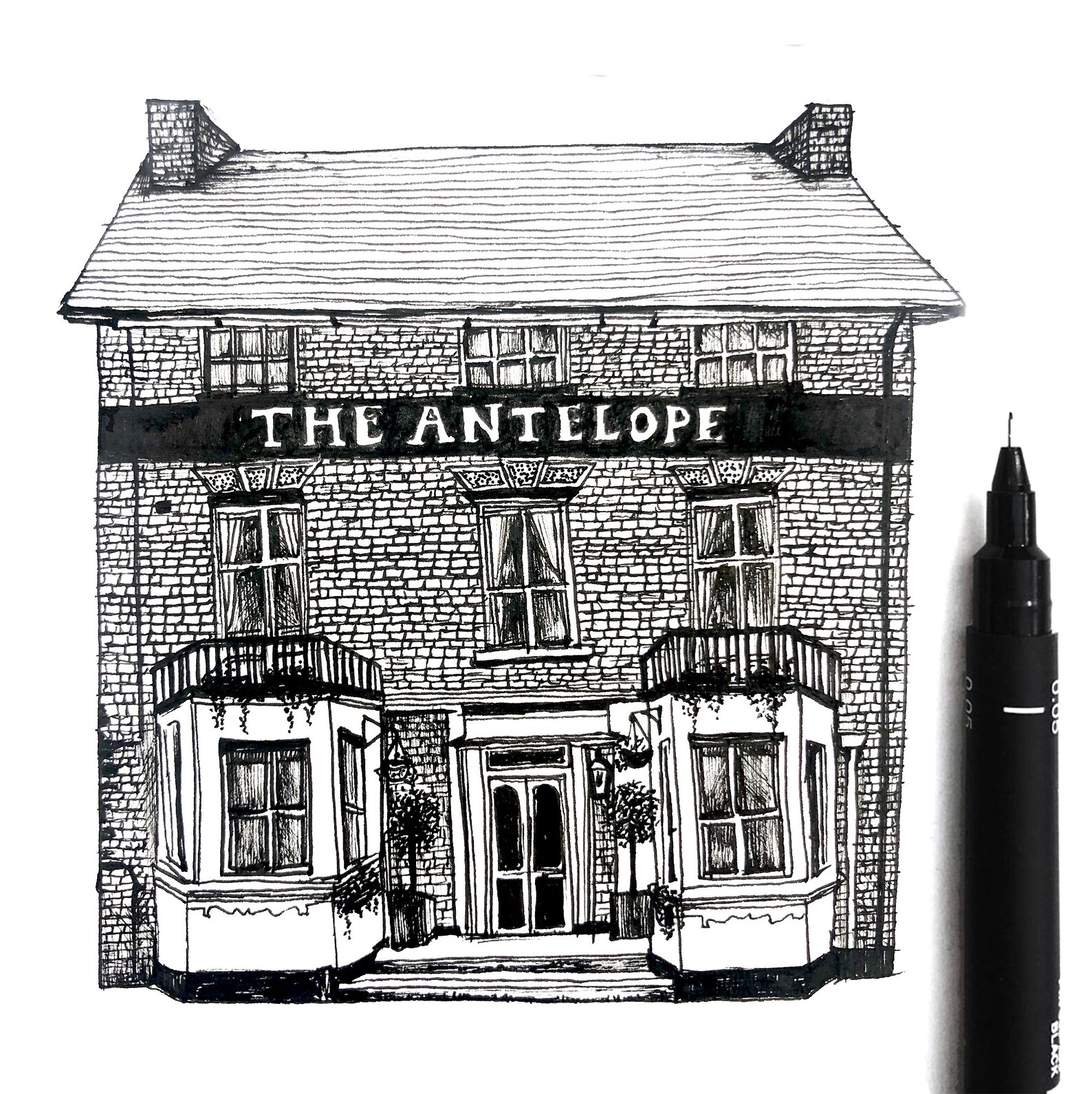 The Antelope Surbiton - Lllustrated Print (unframed)- Artist Signed ...