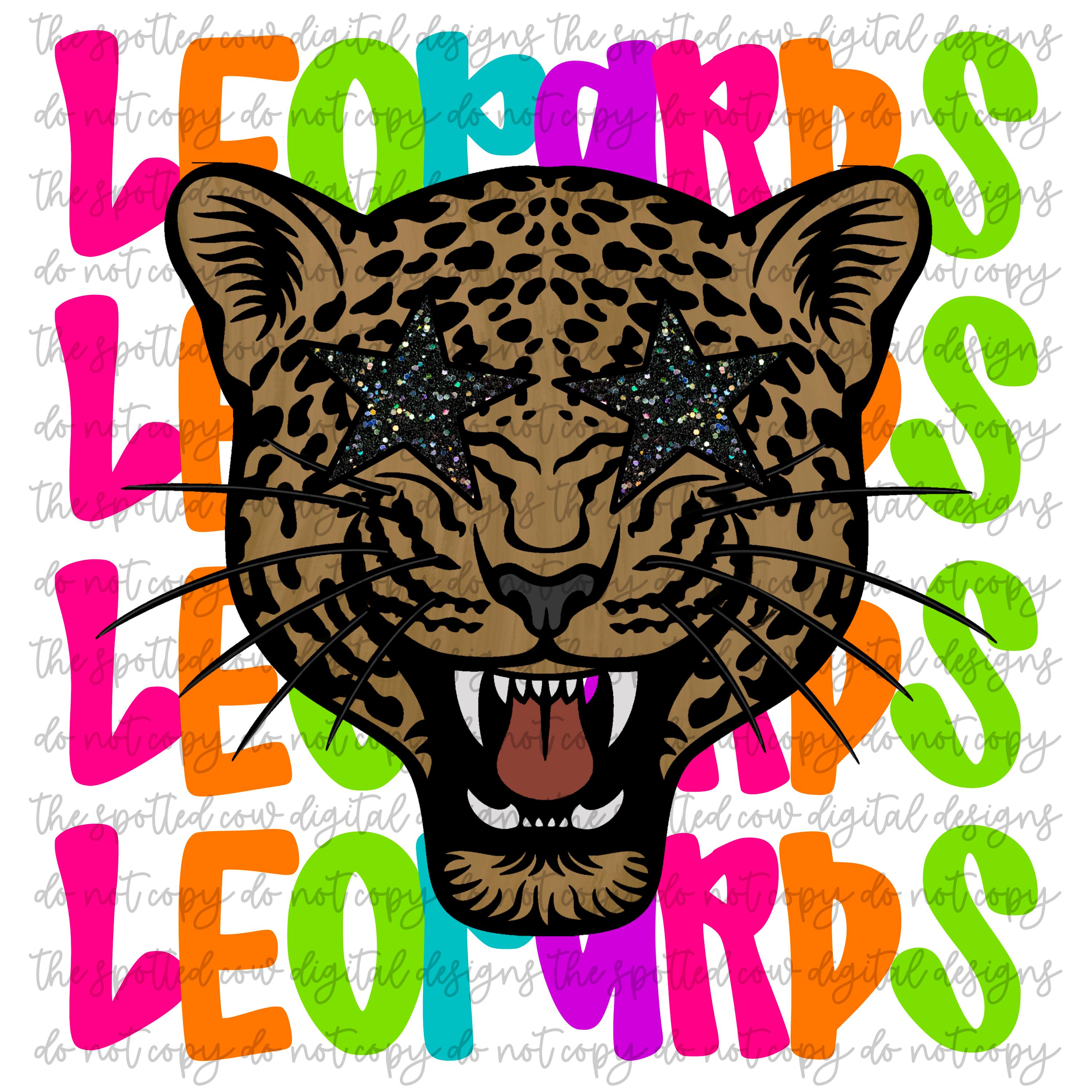 Preppy Neon Star-eyed Leopards Mascot PNG - Etsy