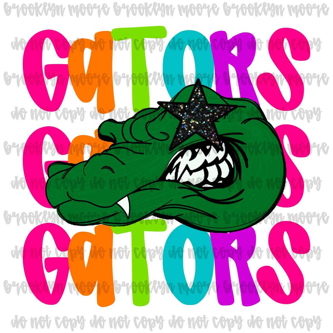 Preppy Neon Star-eyed Gators Mascot PNG - Etsy
