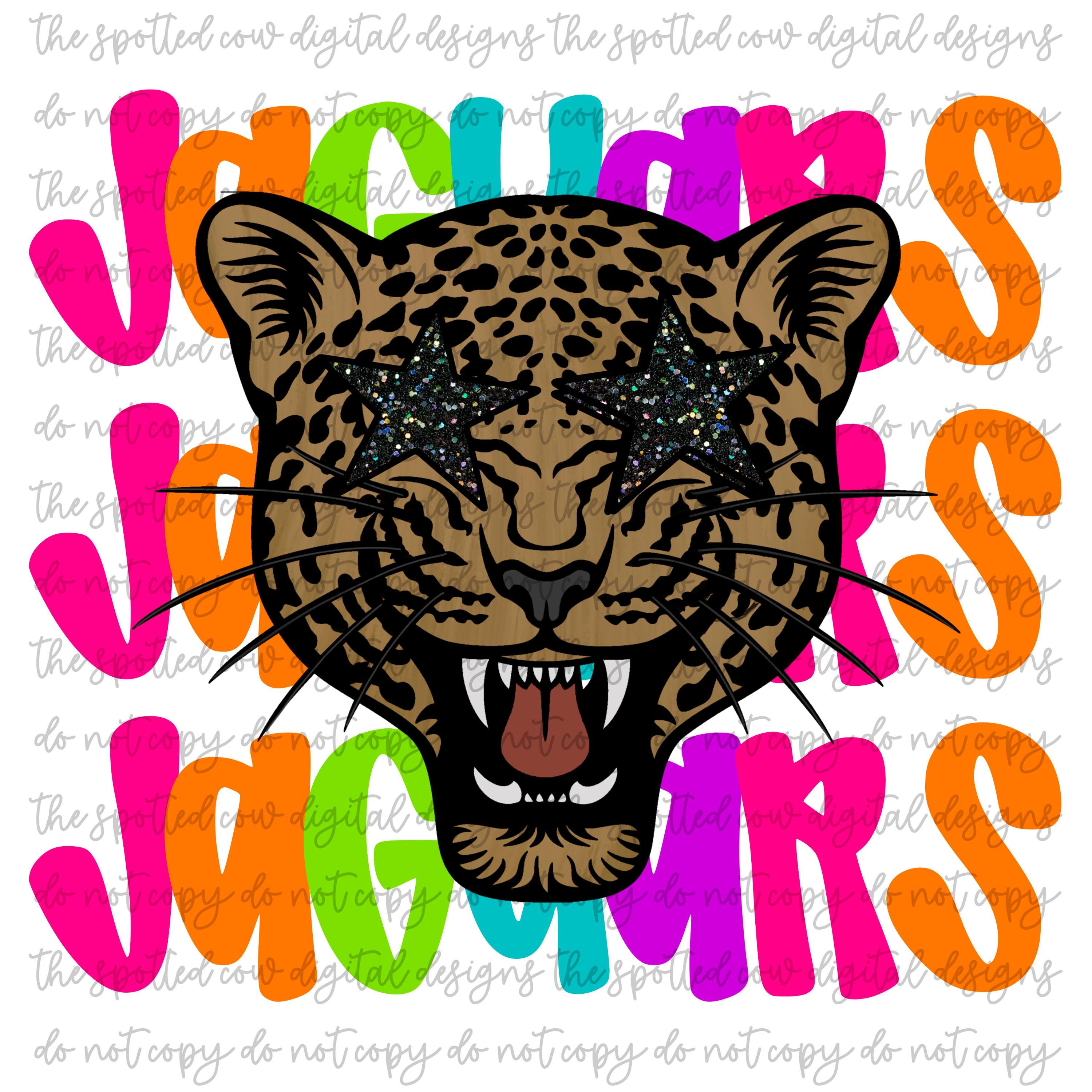 Preppy Neon Star-eyed Jaguars Mascot PNG - Etsy