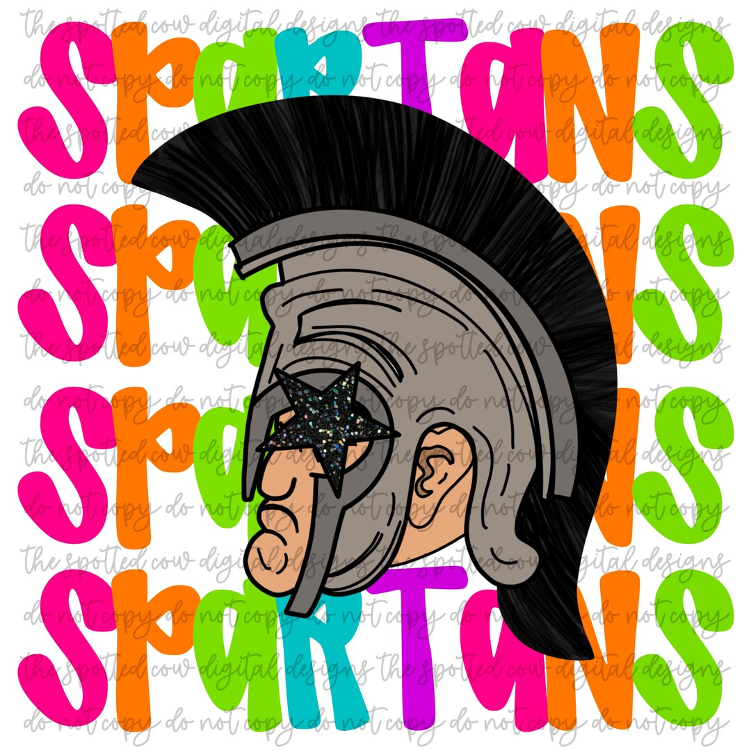 Preppy Neon Star-eyed Spartans Mascot PNG - Etsy