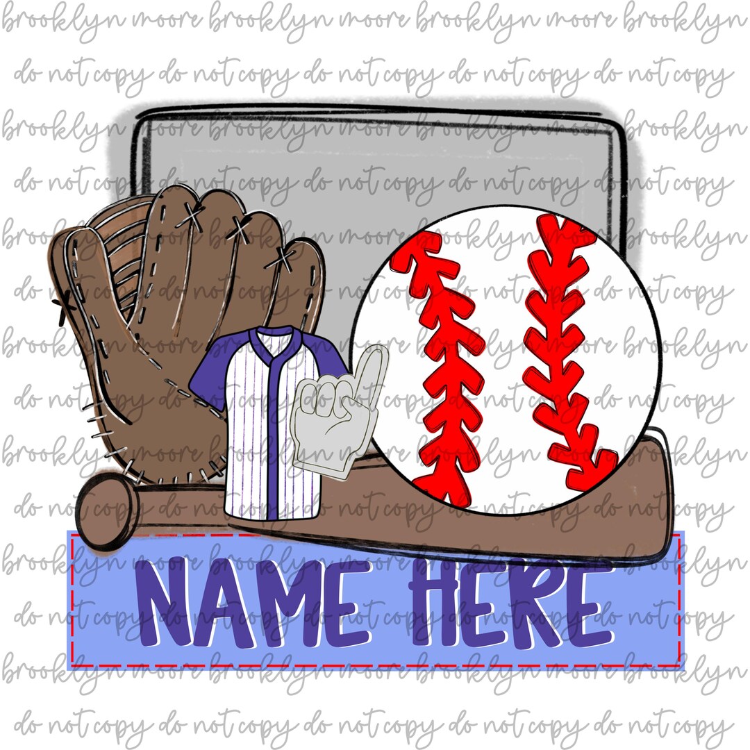 Baseball Name Template PNG, Preppy Baseball PNG, Baseball Season, Blue ...