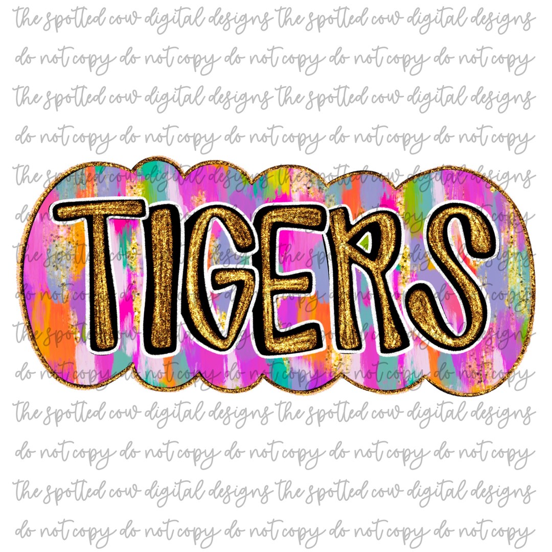 Messy Paint Gold Glitter Tigers Team Mascot PNG - Etsy