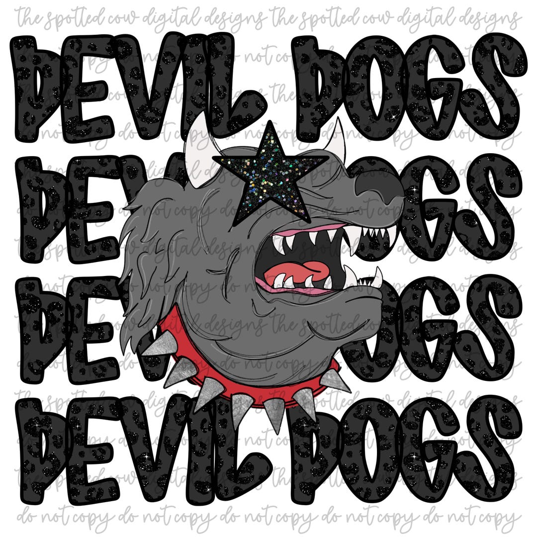 Preppy Black Leopard Star-eyed Devil Dogs Mascot PNG - Etsy