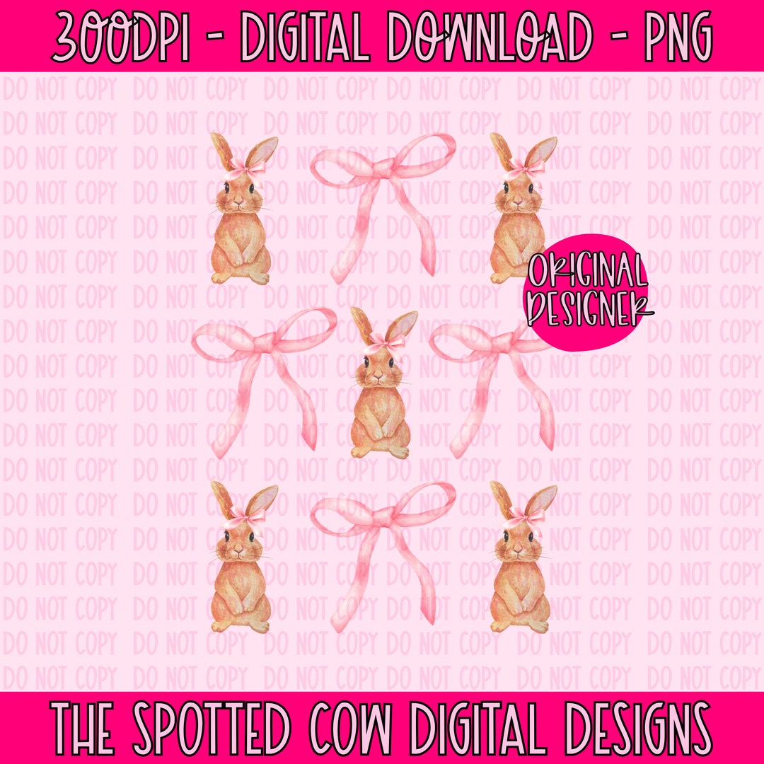 Pink Watercolor Bunny Ribbons PNG - Etsy