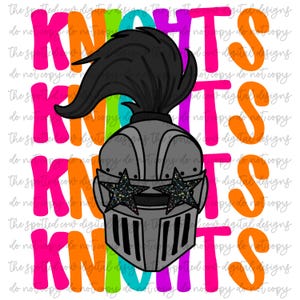 Preppy Neon Star-eyed Knights Mascot PNG - Etsy