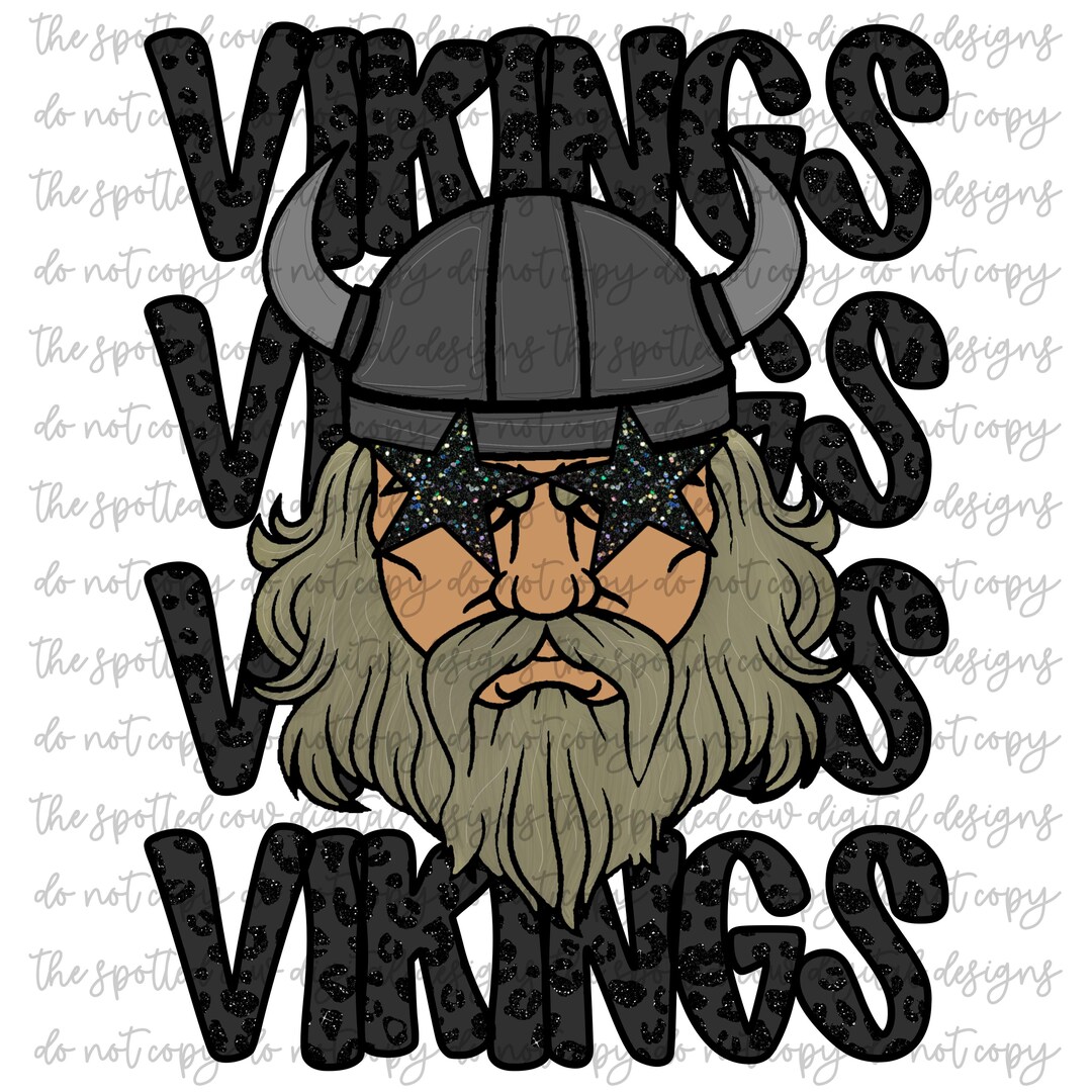 Preppy Black Leopard Star-eyed Vikings Mascot PNG - Etsy