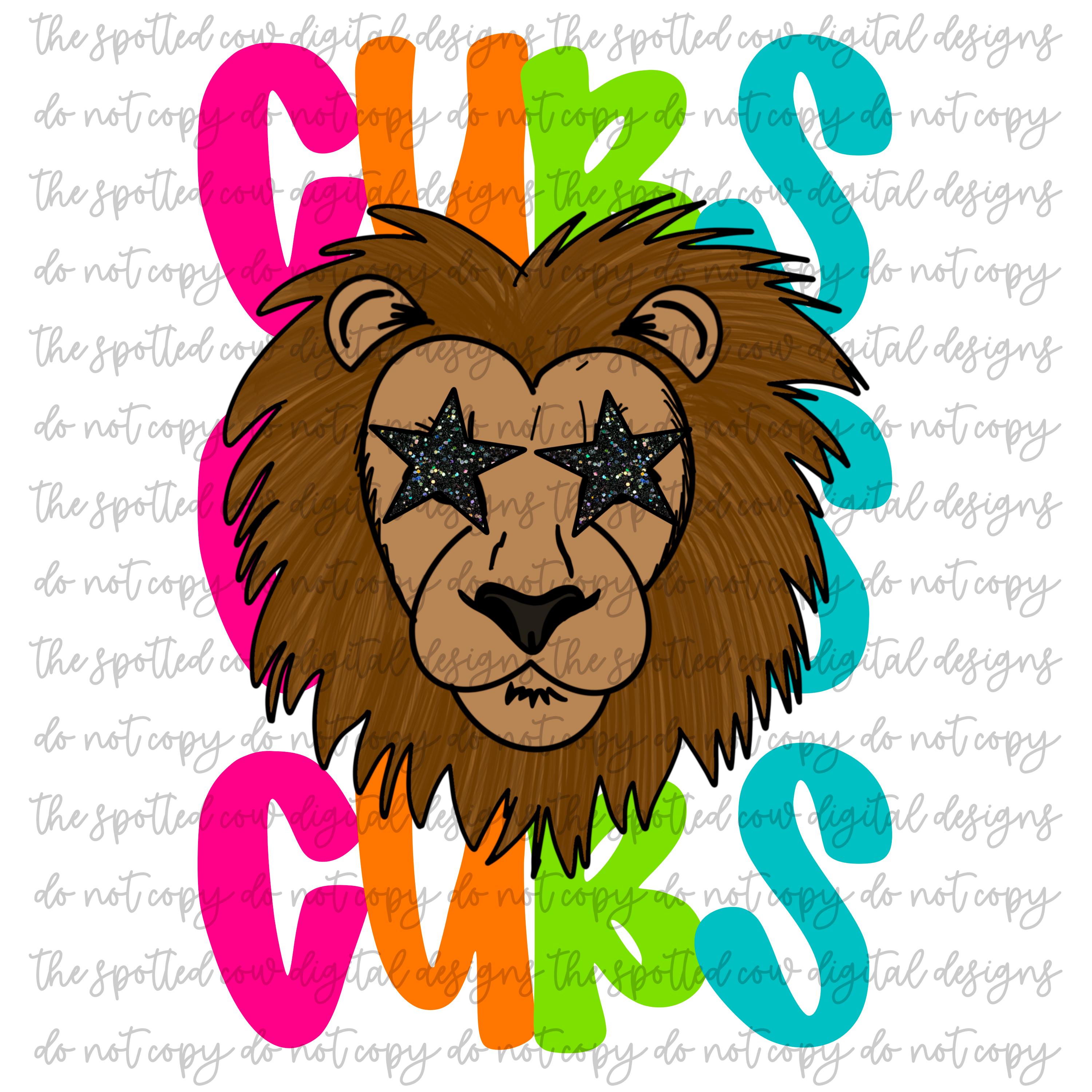 Preppy Neon Star-eyed Cubs Mascot PNG - Etsy