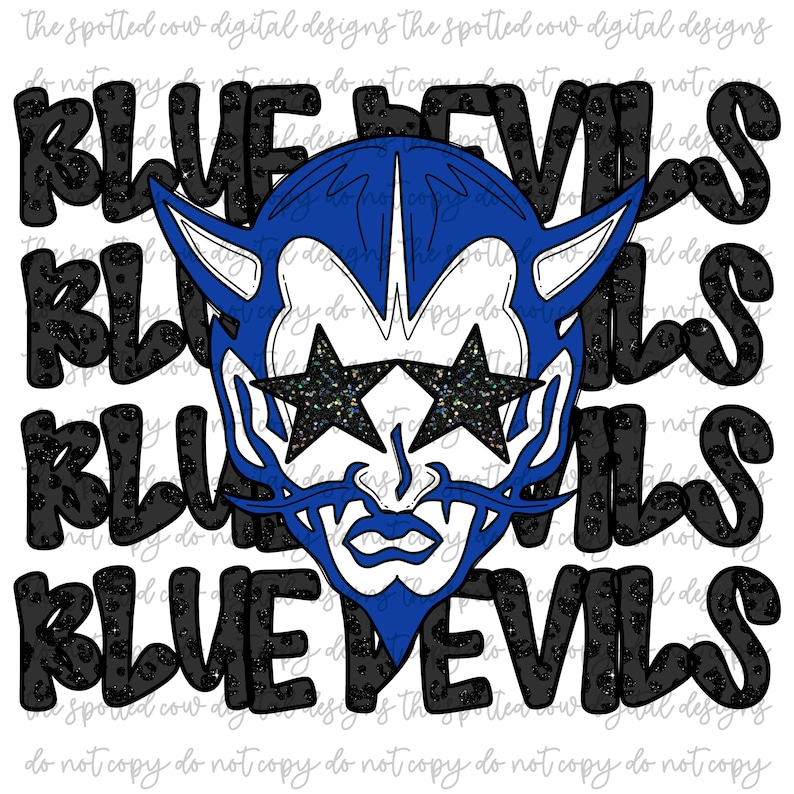 Preppy Black Leopard Star-eyed Blue Devils Mascot PNG - Etsy