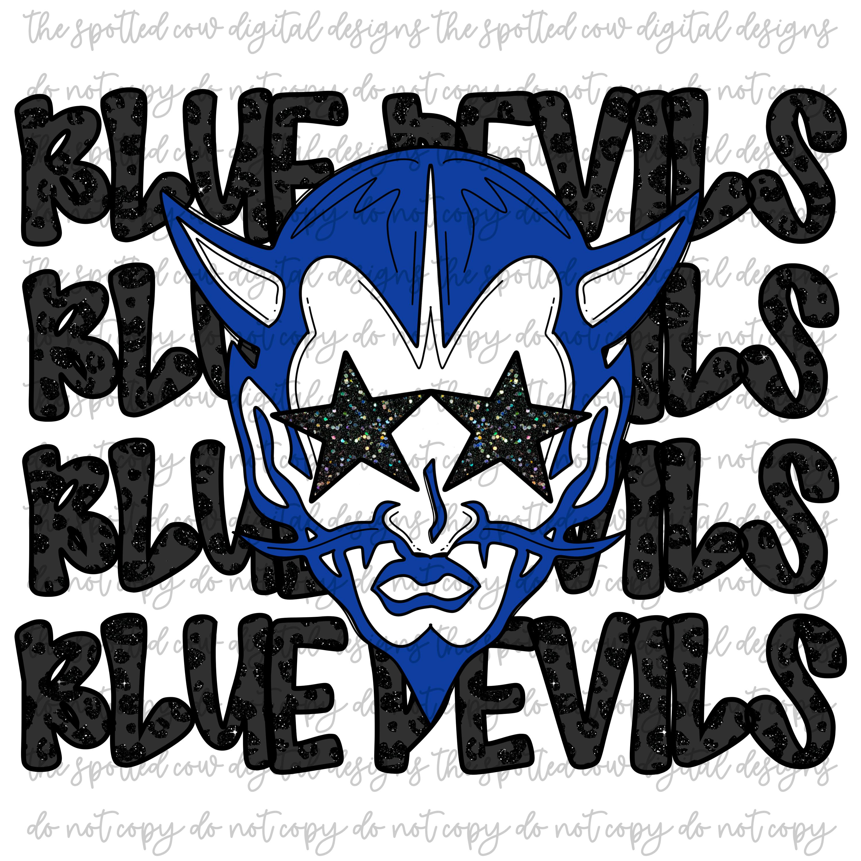 Preppy Black Leopard Star-eyed Blue Devils Mascot PNG - Etsy