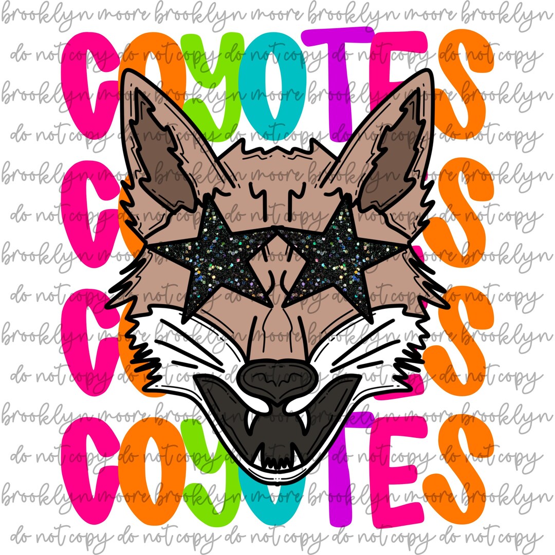Preppy Neon Star-eyed Coyotes Mascot PNG - Etsy