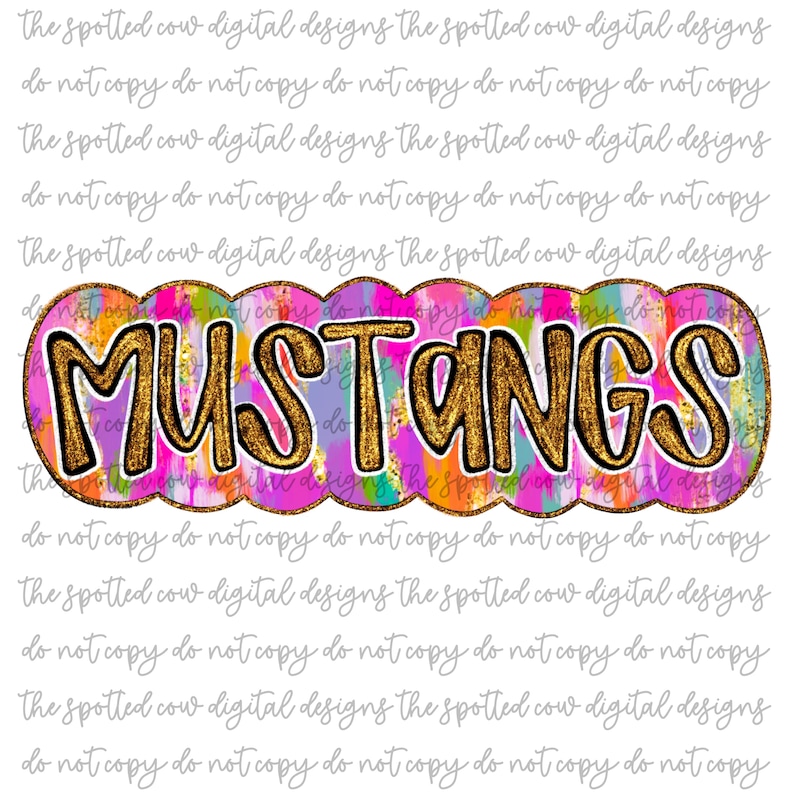 Messy Paint Gold Glitter Mustangs Team Mascot PNG - Etsy