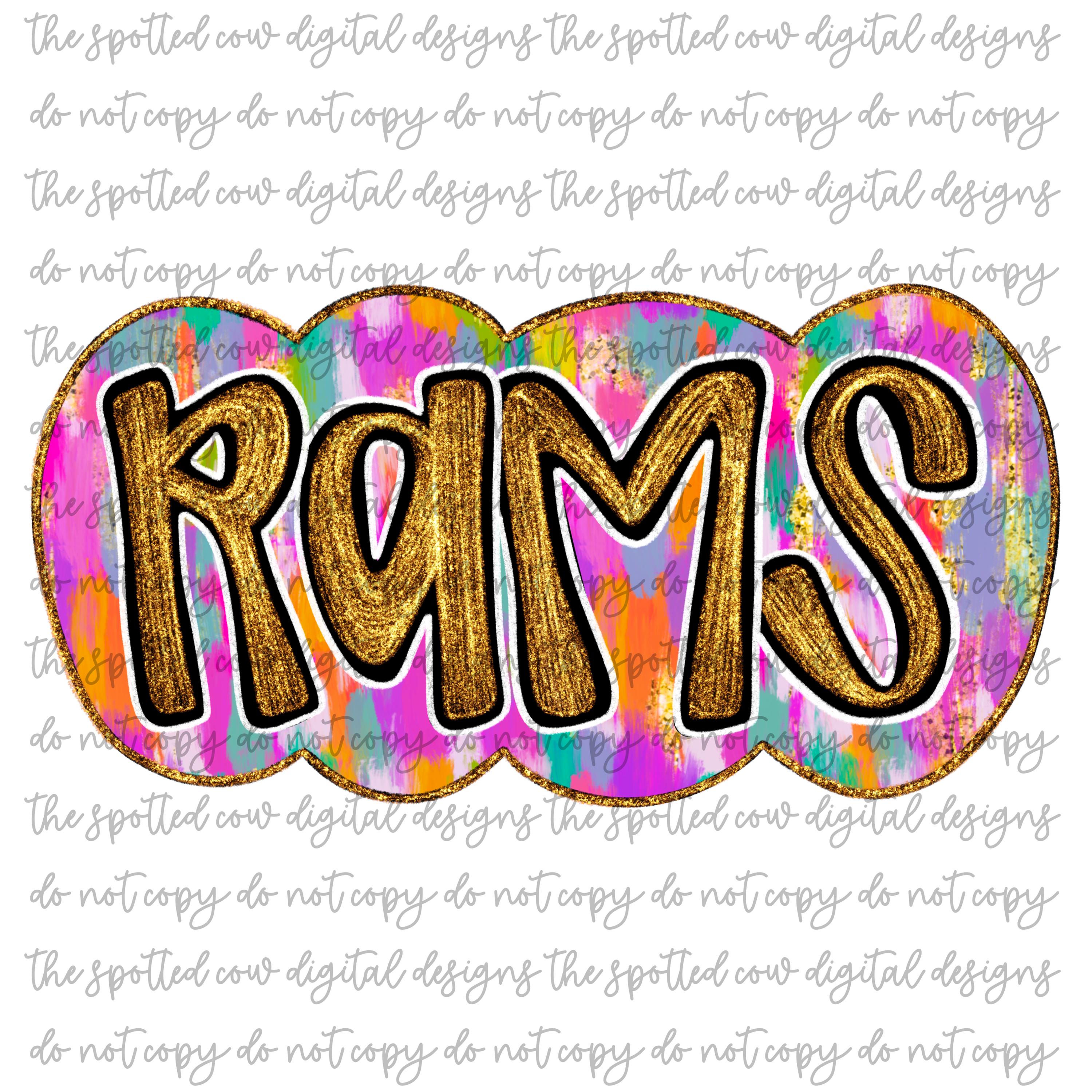 Messy Paint Gold Glitter Rams Team Mascot PNG - Etsy