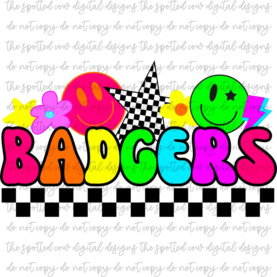 Bright & Colorful, Retro Badgers PNG - Etsy