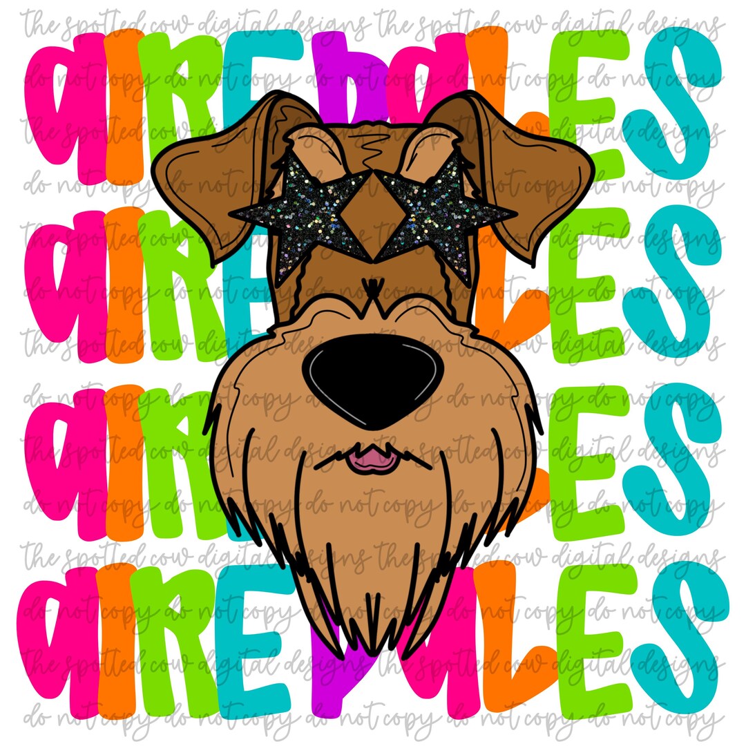 Preppy Neon Star-eyed Airedales Mascot PNG - Etsy
