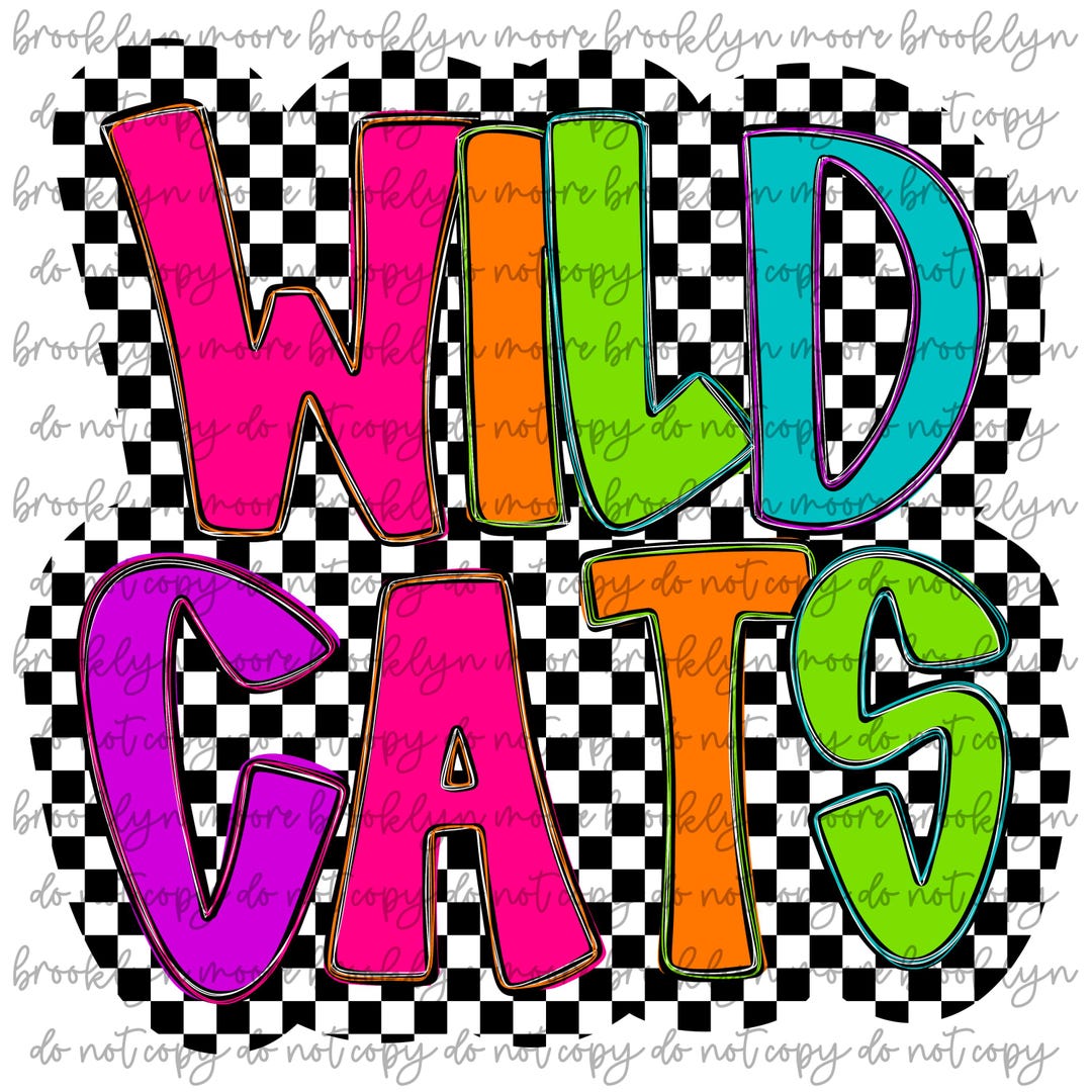 Neon Checkered Wildcats PNG, Wildcats Mascot PNG, Neon Checker Bright ...