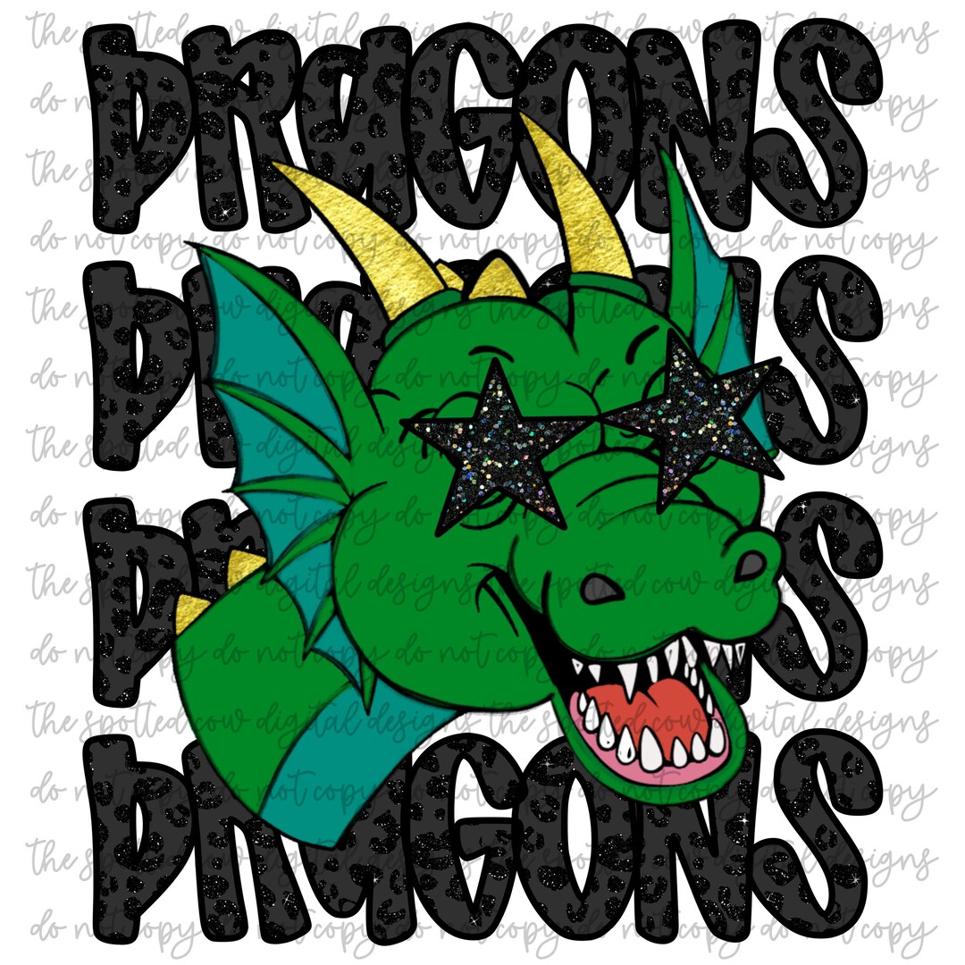 Preppy Black Leopard Star-eyed Dragons Mascot PNG - Etsy