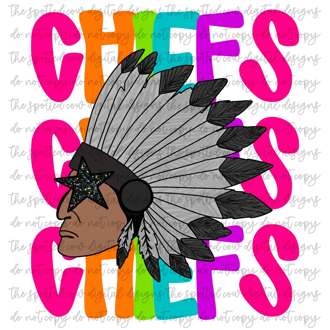 Preppy Neon Star-eyed Chiefs Mascot PNG - Etsy