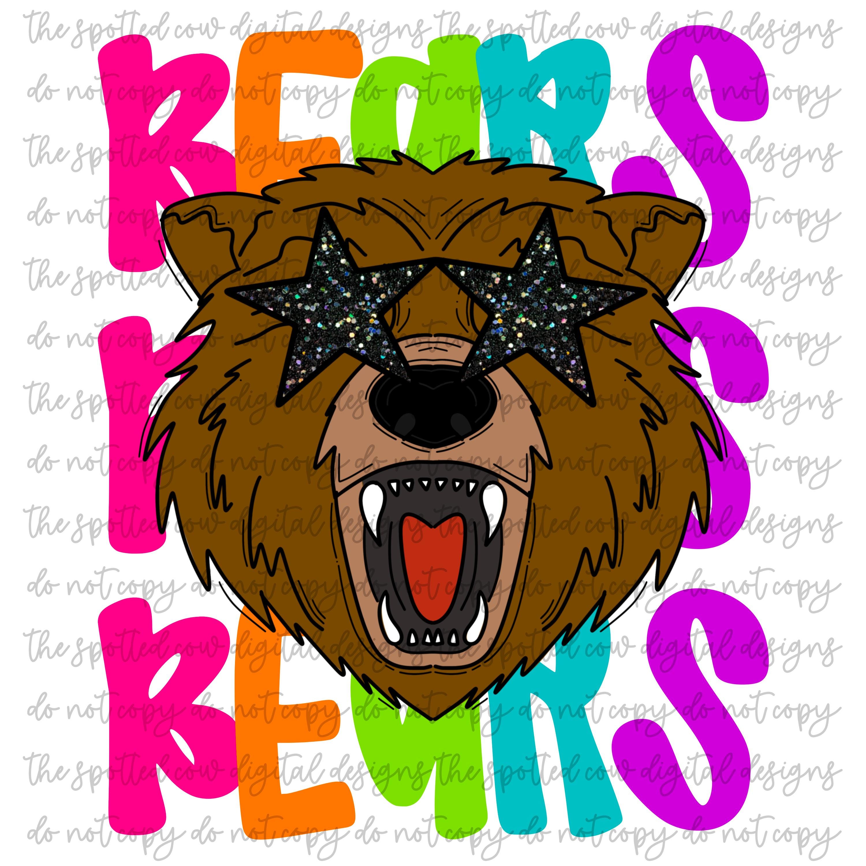 Preppy Neon Star-eyed Bears Mascot PNG - Etsy