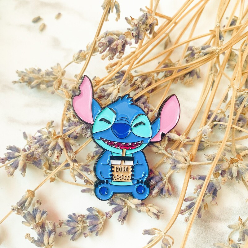 Stitch Drinking Boba - Etsy