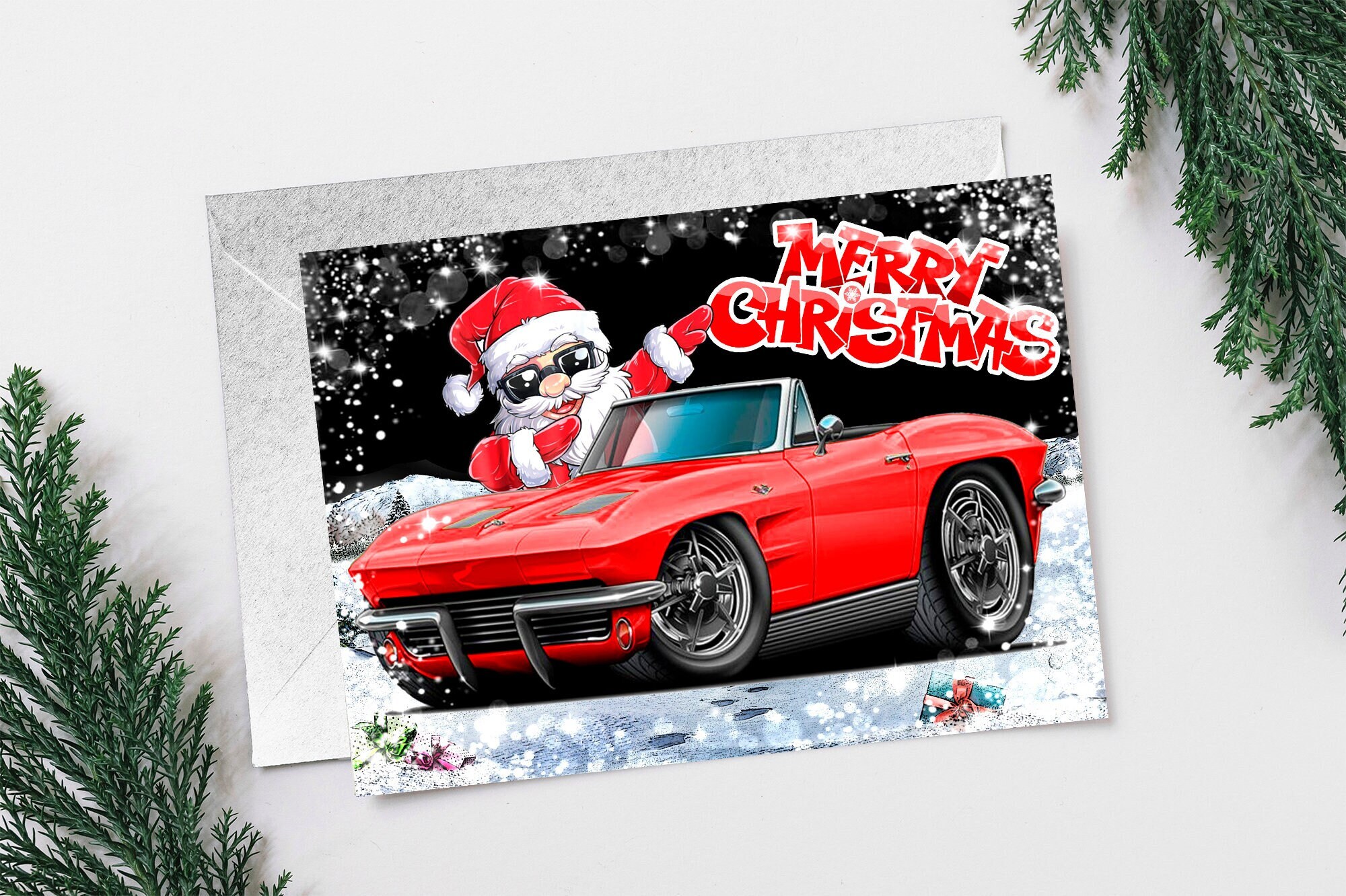1966 Chevy Corvette Stingray Convertible Christmas Card - Etsy