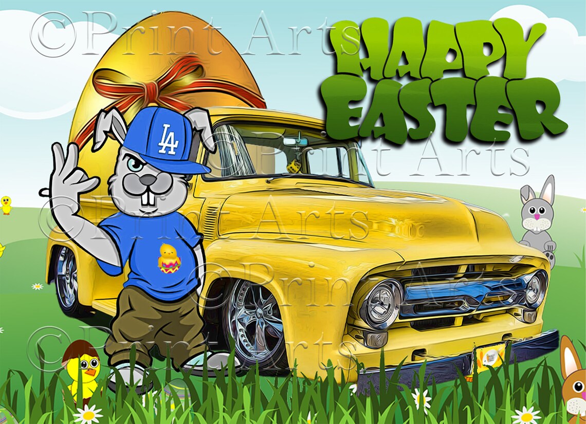 Ford F-100 Lowrider Easter Card - Etsy