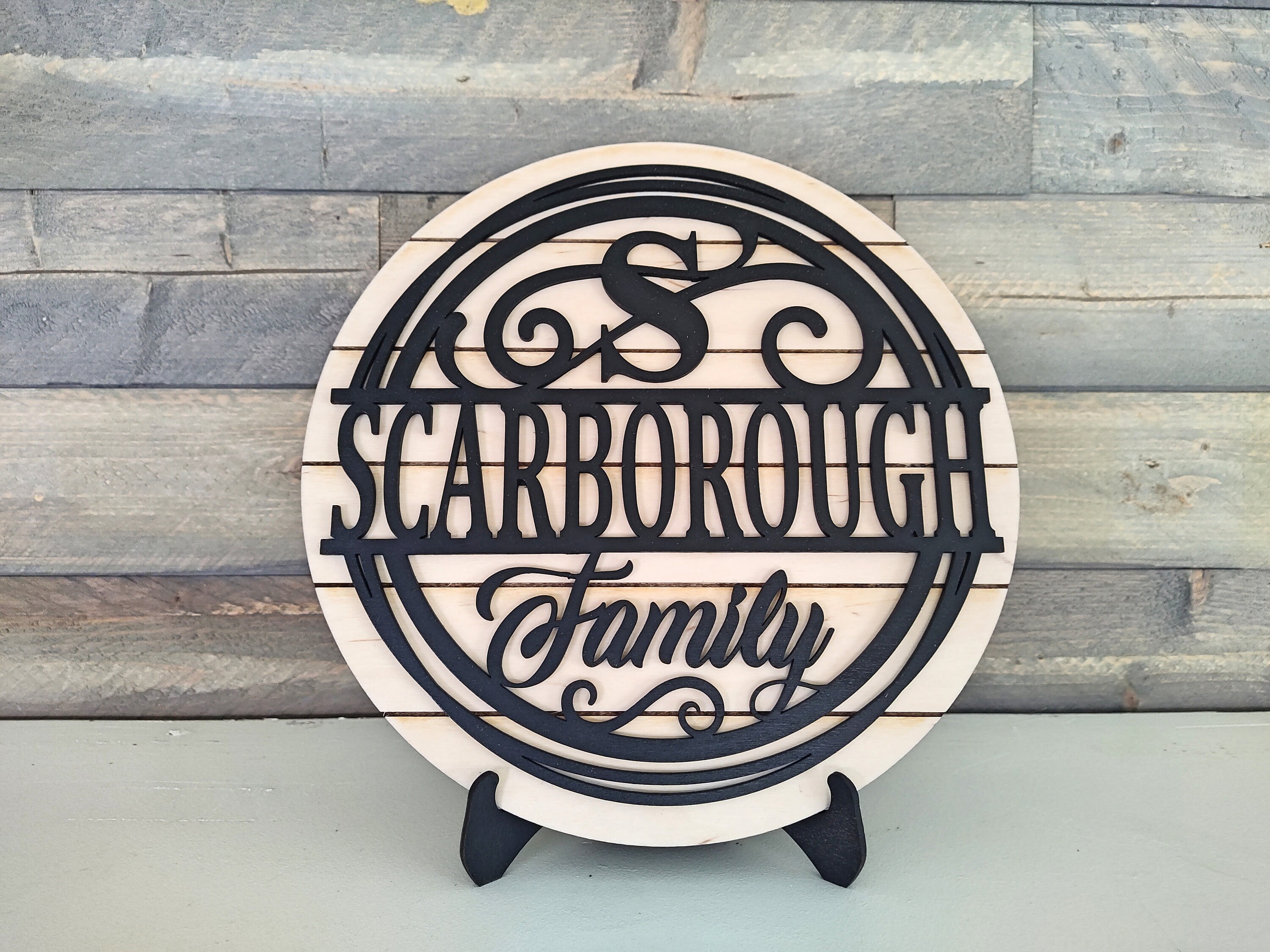 Round Welcome Name Sign Personalized Wood Family Last Name | Etsy
