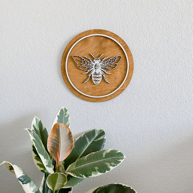 Bee Round Sign Bee Wood Sign Boho Sign Retro Wall Decor Laser - Etsy