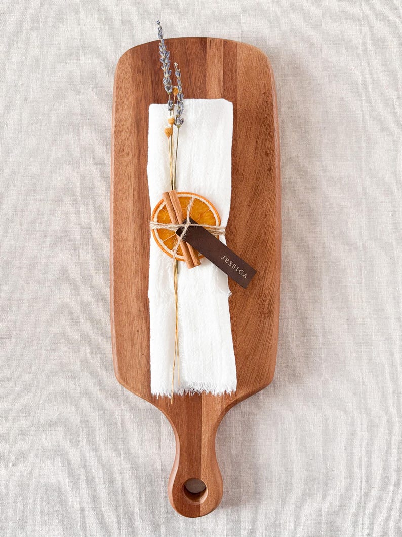 Thanksgiving Place Setting Personalized Leather Name Tag and Dried ...