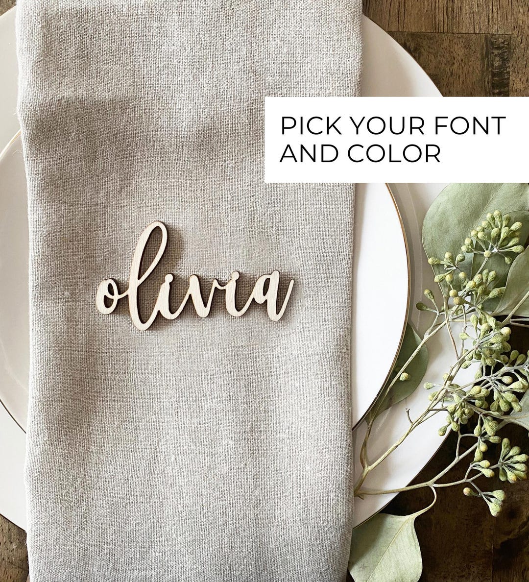 Wedding Place Card Custom Name Card Wood Name Place Setting Wedding ...