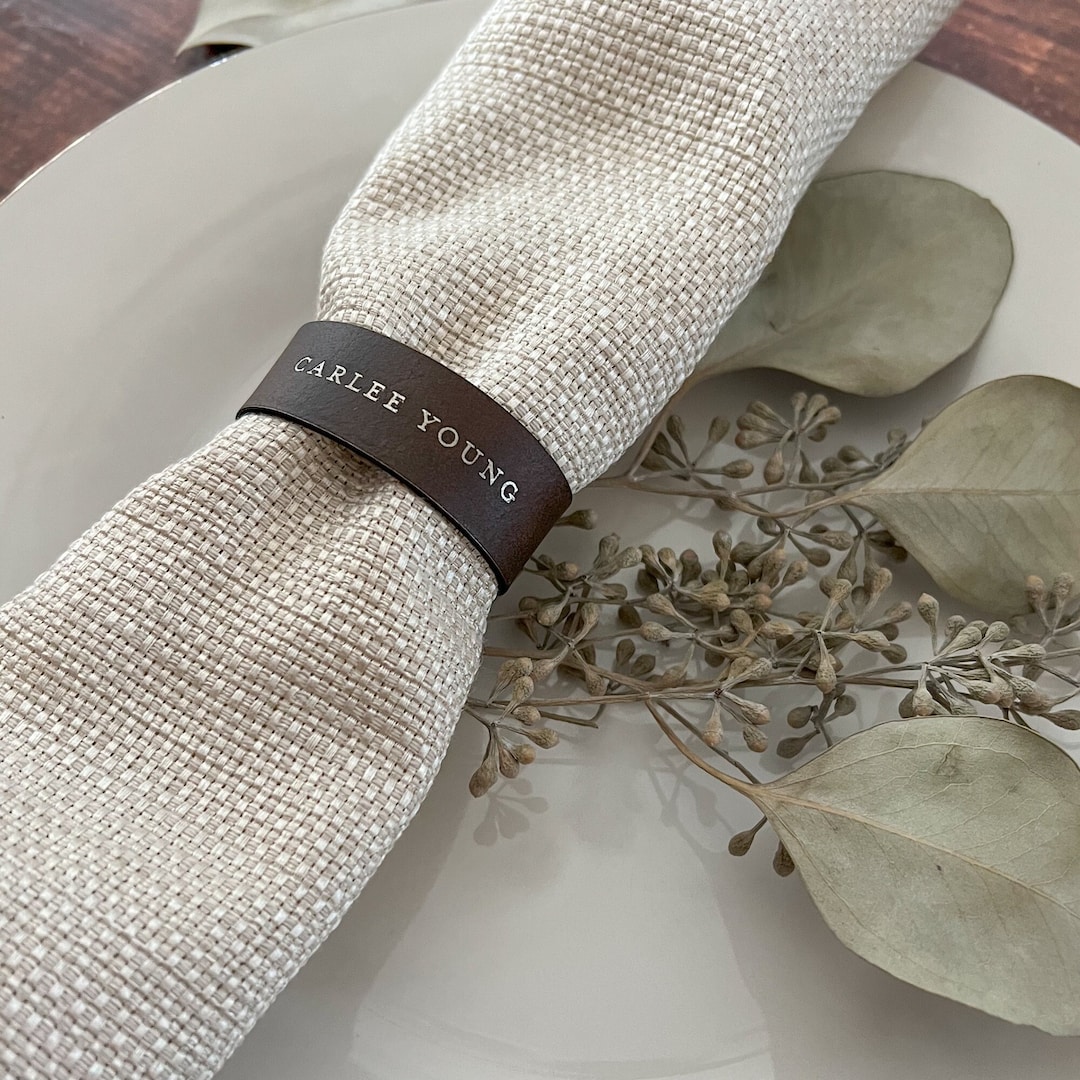 Leather Personalized Napkin Ring Custom Place Card Wedding Place Card ...