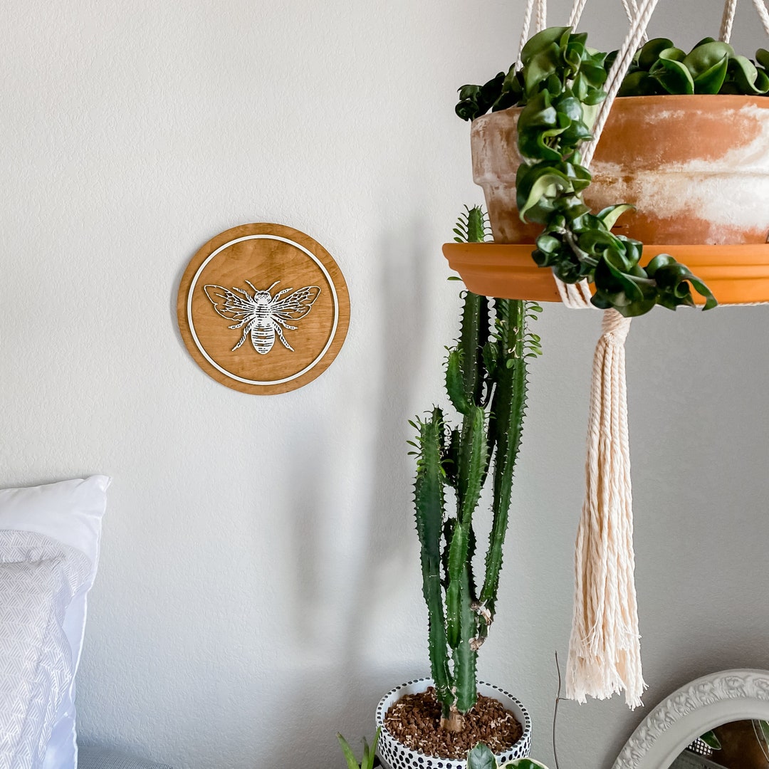 Bee Round Sign Bee Wood Sign Boho Sign Retro Wall Decor Laser Cut Sign ...