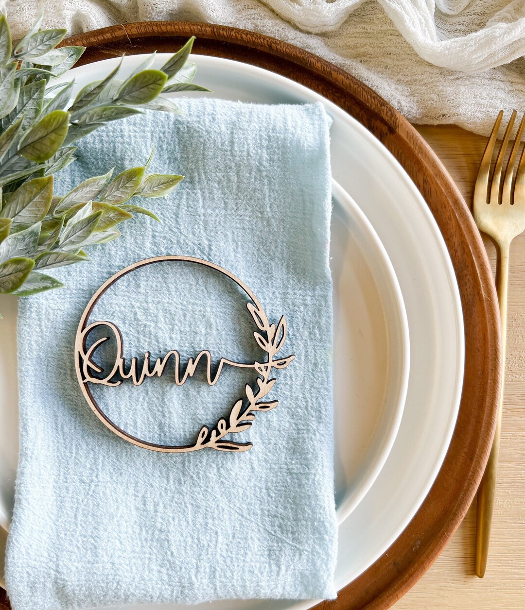 Custom Wedding Name Place Setting Boho Place Card Custom Laser Cut Name ...