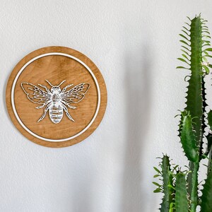 Bee Round Sign Bee Wood Sign Boho Sign Retro Wall Decor Laser Cut Sign ...