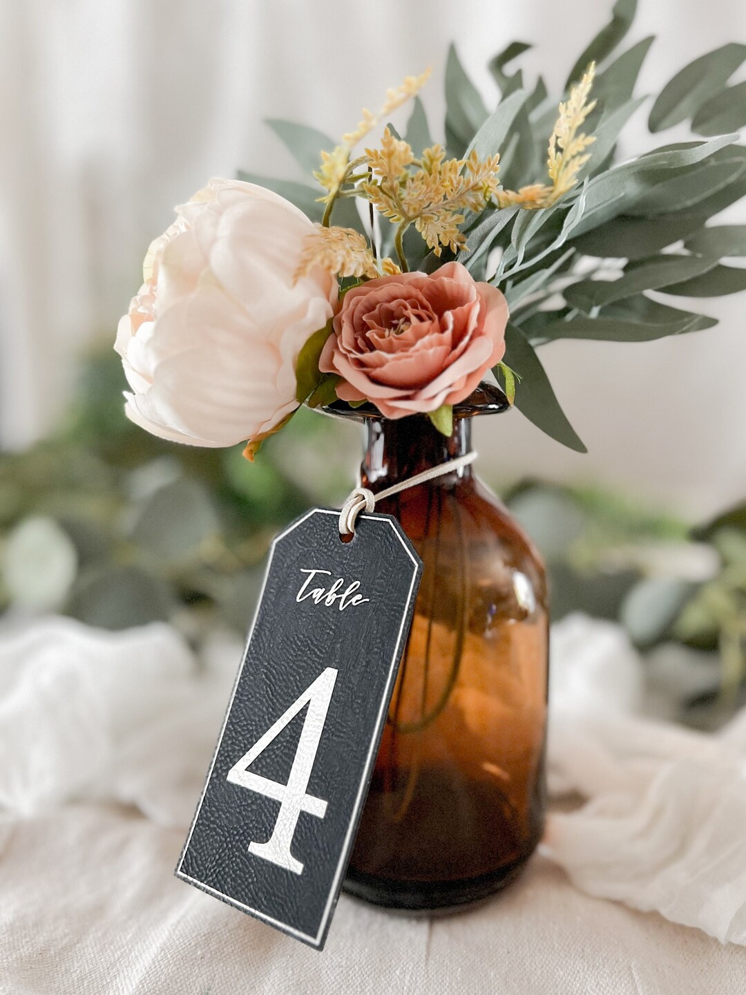 Leather Wedding Table Number Tag for Wedding Table Decor Vegan Leather ...