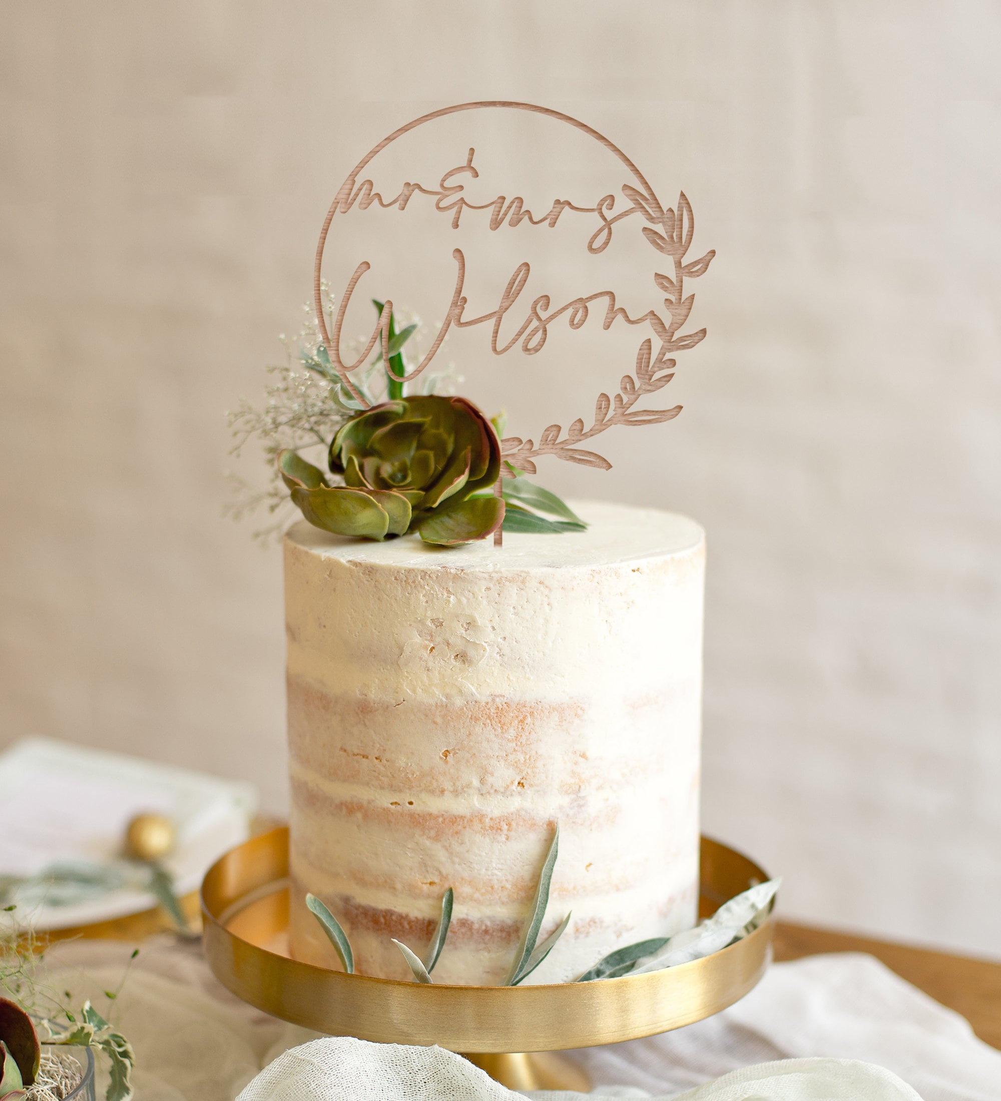 Round Floral Wedding Cake Topper Custom Cake Topper - Etsy