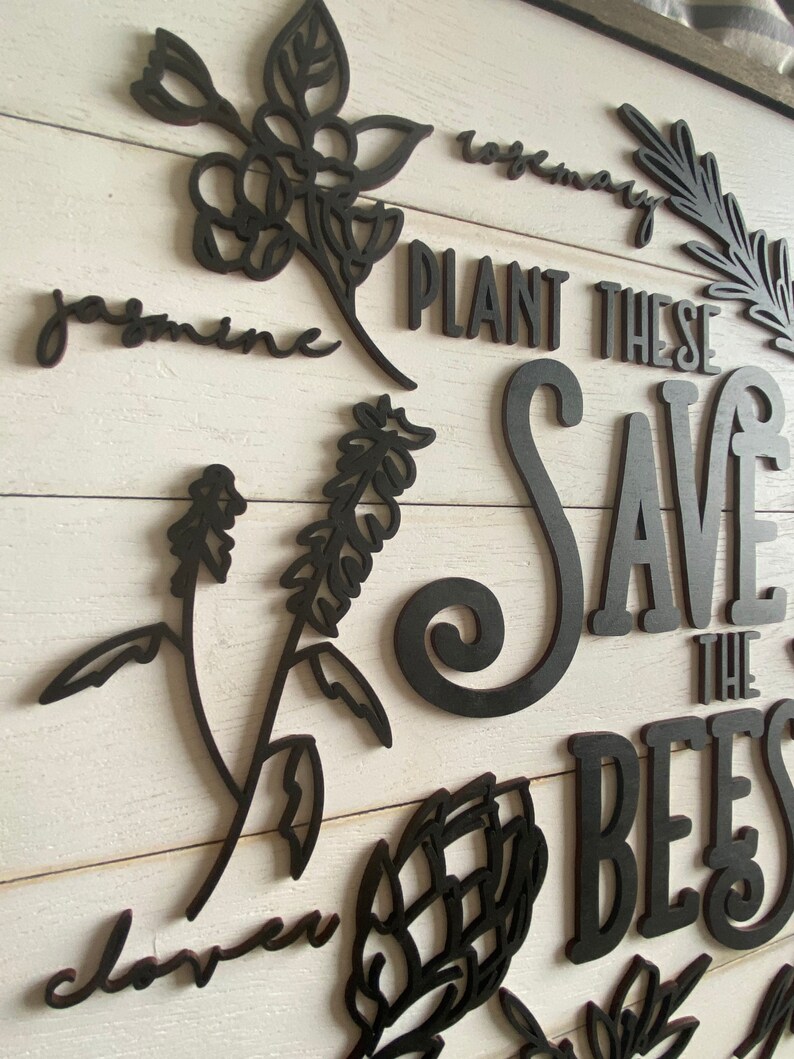Save the Bees Floral Sign Boho Wood Sign Laser Cut Wood - Etsy