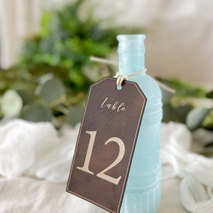 Custom Wedding Table Number Tag for Wedding Table Decor Vegan Leather ...