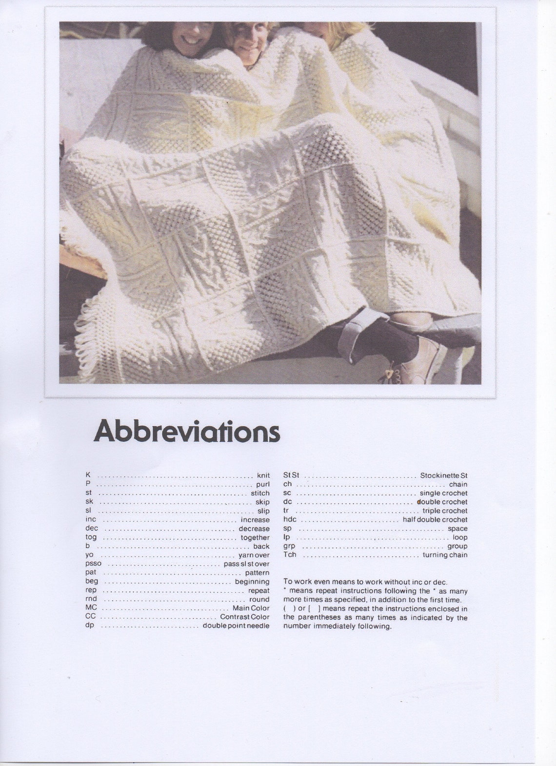 Aran Knitted Blanket/throw Pattern 48 Squares Size 52x68 Inches Instant ...