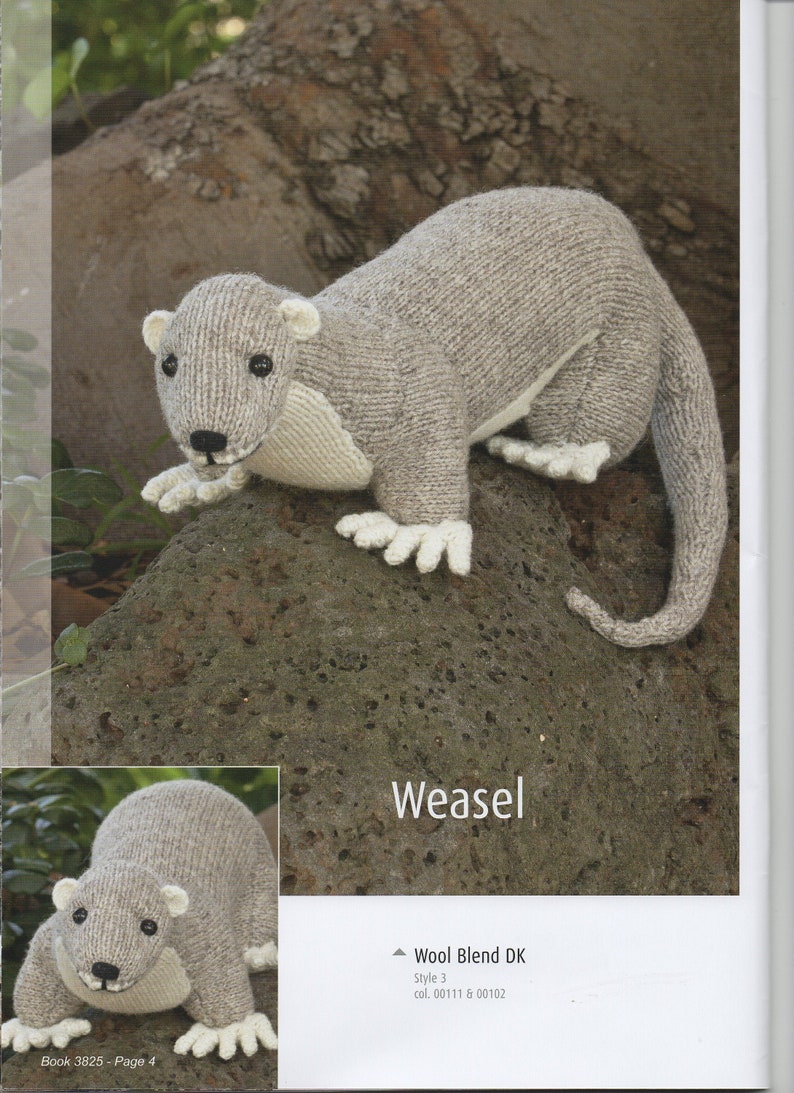 Animal Toy Knitting Pattern - Cute Weasel Patons Wool Blend DK Instant ...